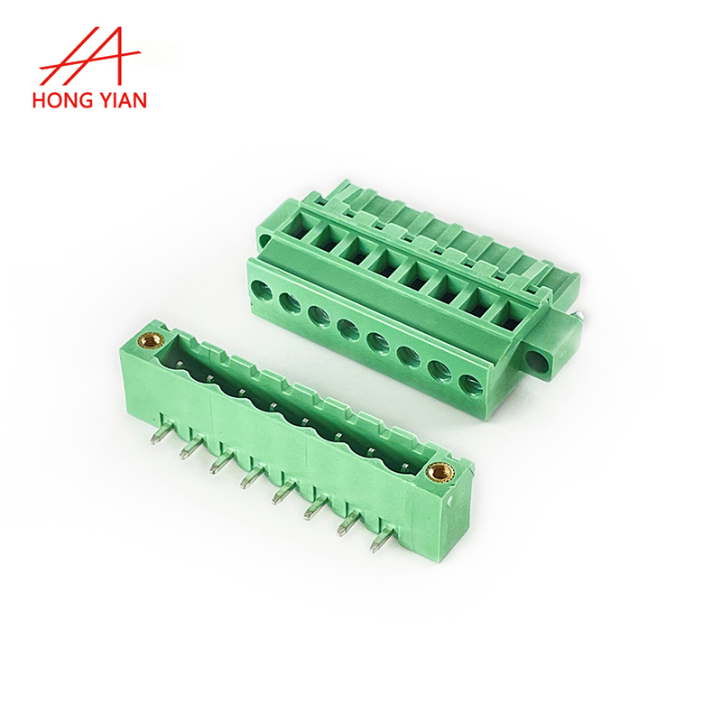 Pitch 5.0 5.08mm Plug-in Type Double Screw Fixation Green Terminal Block Connector-Cable ...